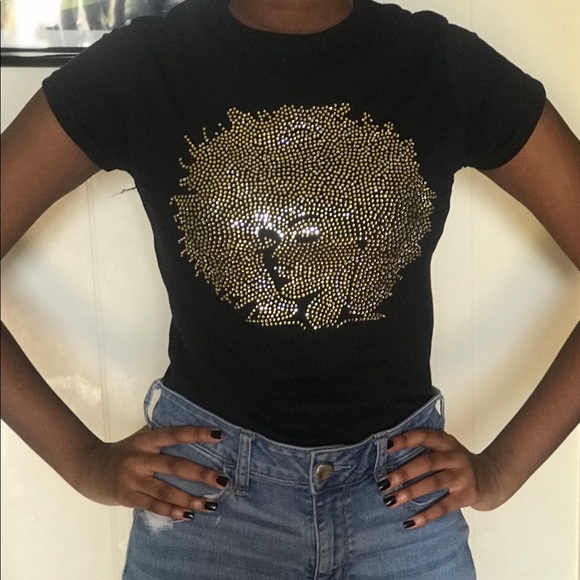 Gildan | Tops | Womens Rhinestone T Shirt | Poshmark